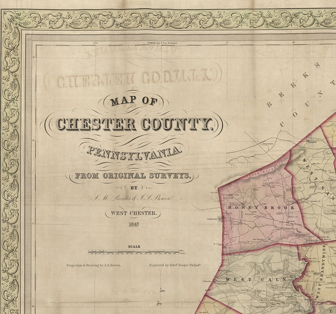 Map of Chester Co. Pennsylvania PA 1847. Restoration Hardware | Etsy