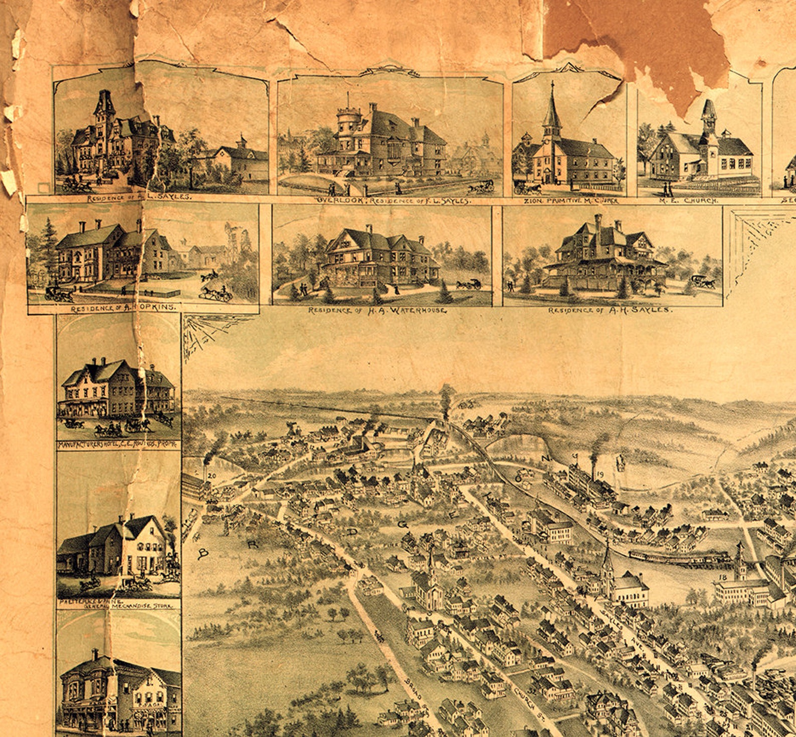 Map of Pascoag, Providence Co., Rhode Island R.I. 1895 Vintage Home ...