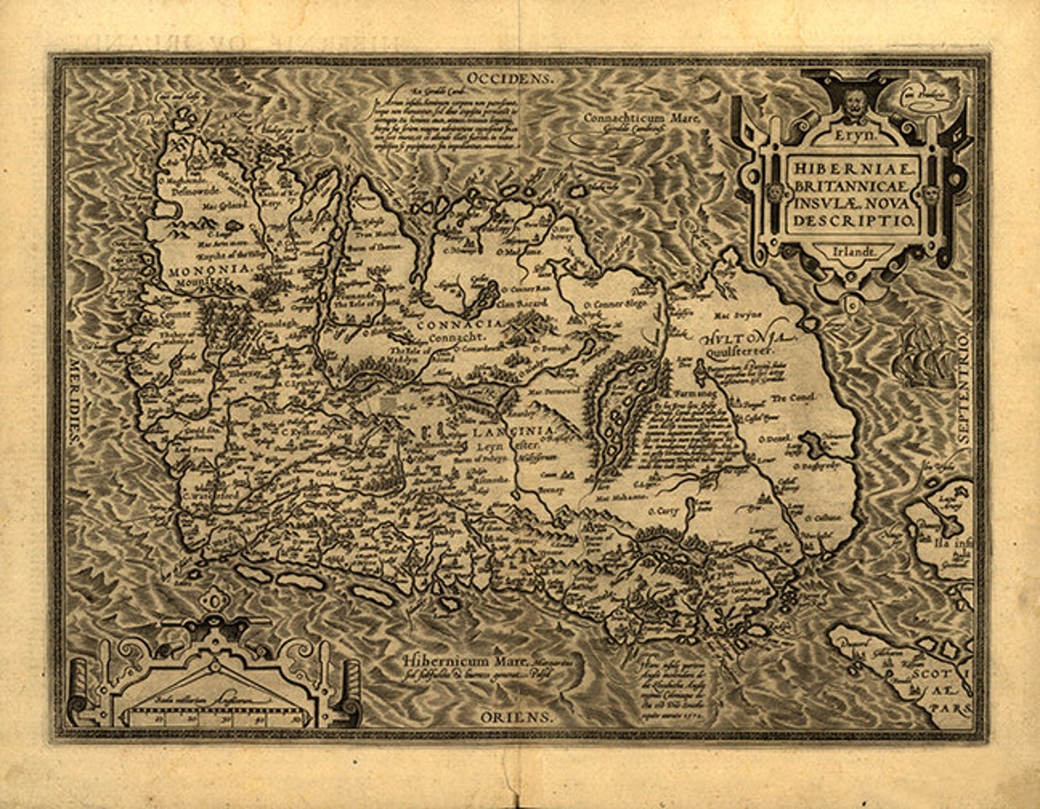 Map of Ireland 1598. Vintage Restoration Hardware Home Deco - Etsy