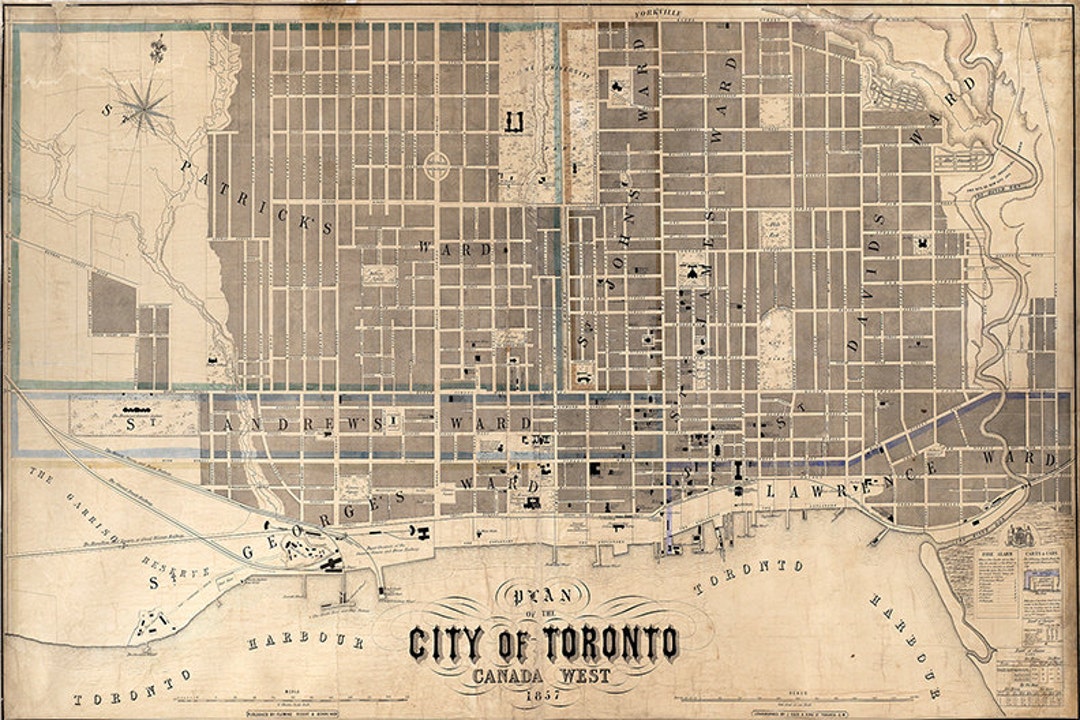 Map of Toronto, Ontario, Canada in 1857. Restoration Hardware Home Deco ...