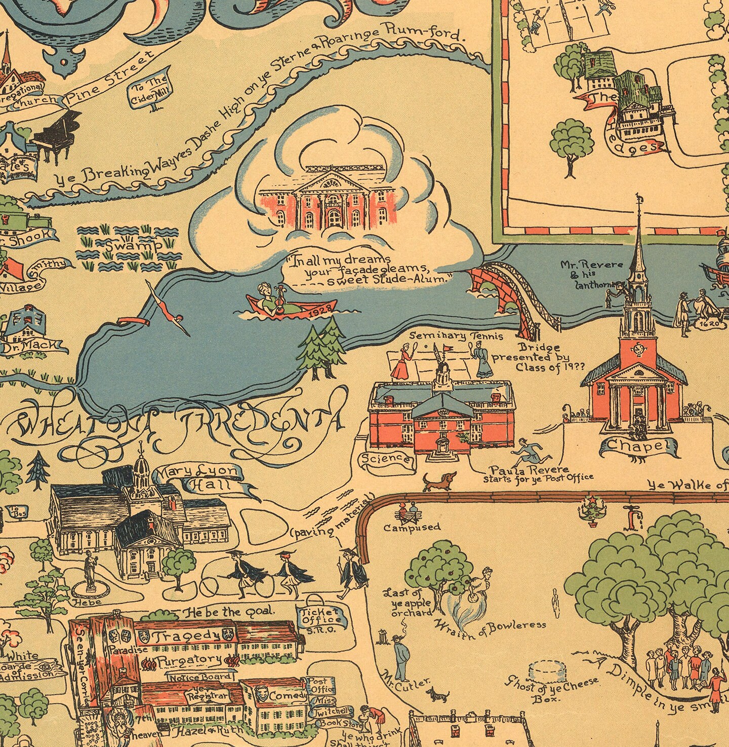 Map of Wheaton College MA. Vintage Home Deco Style Old Wall - Etsy