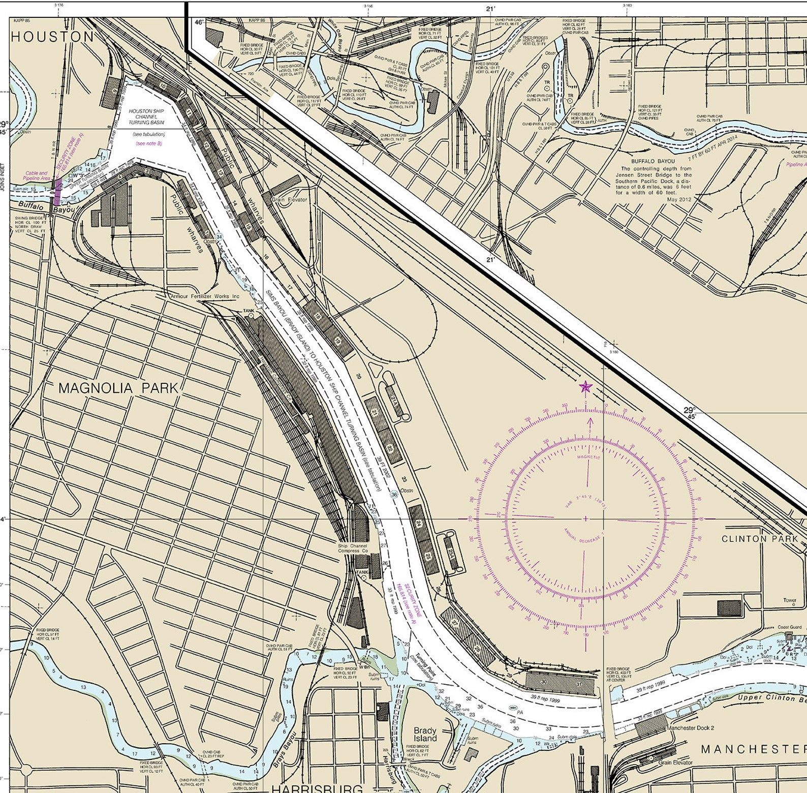 Nautical Charts of Houston Ship Channel Carpenters Bayou to - Etsy