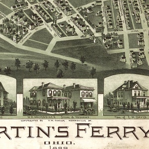 Map of Martin's Ferry, Belmont County, Ohio OH, 1899. Restoration ...