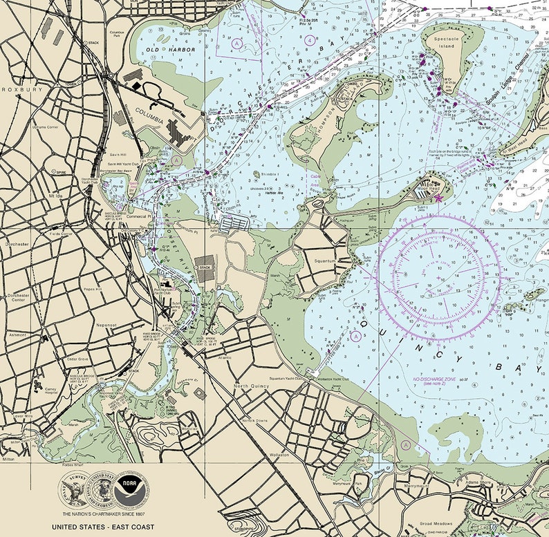 Boston Harbor Coast Massachusetts Nautical Wall Art Reproduction NOAA ...