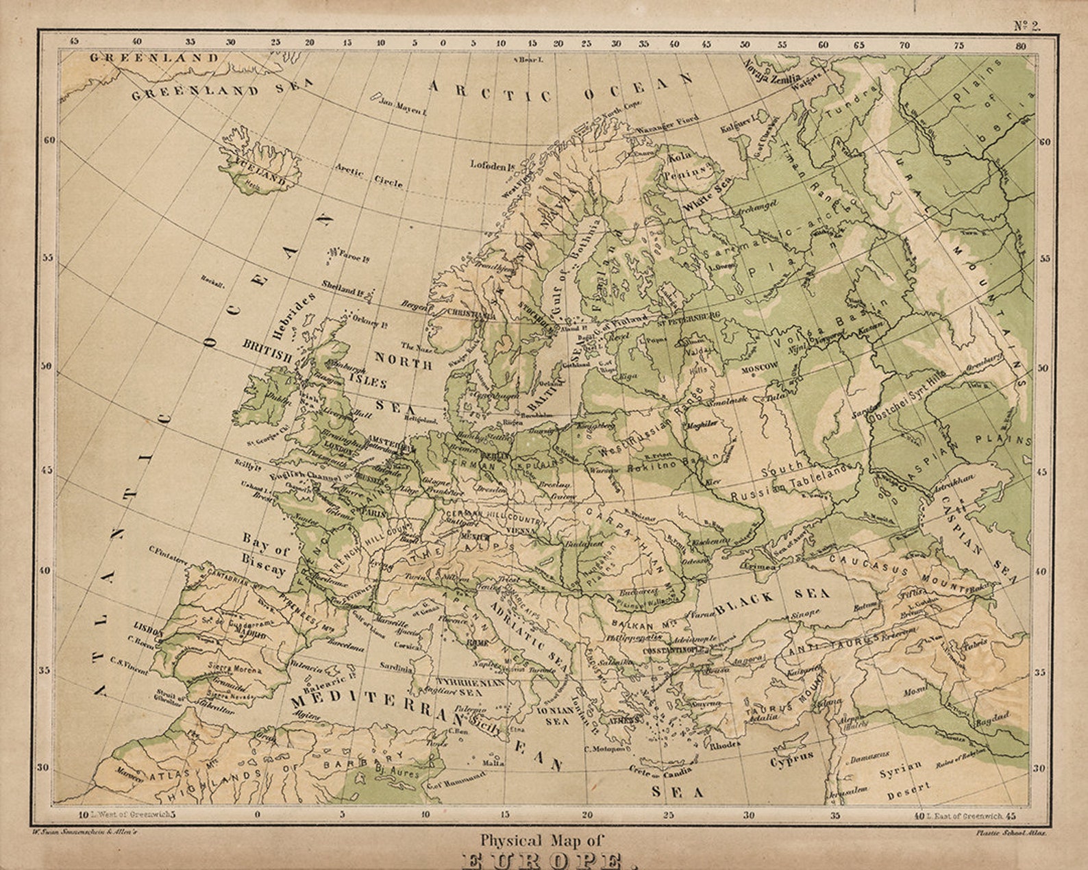 Map of Europe, 1880. Vintage Home Deco Style Old Wall Reproduction Map ...