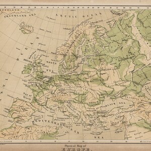 Map of Europe 1880. Vintage Home Deco Style Old Wall | Etsy