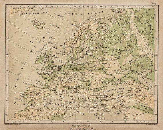 Map of Europe 1880. Vintage Home Deco Style Old Wall | Etsy