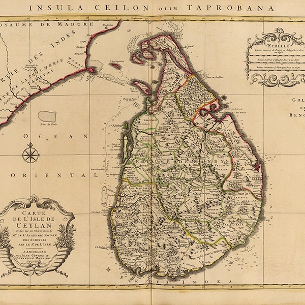 Vintage Map of Ceylon - Etsy