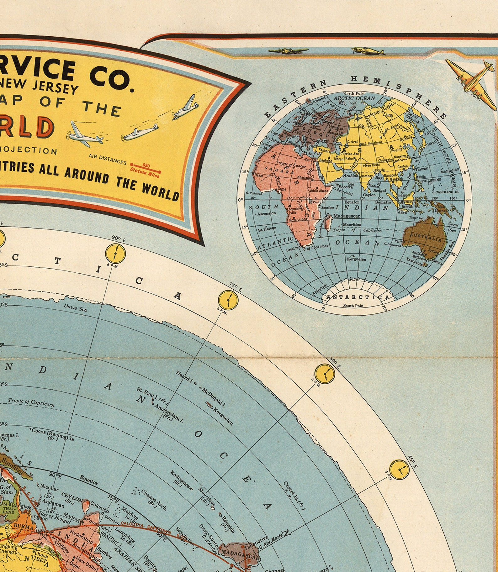 Air Age Map of the World. A Polar Projection Map Print. - Etsy