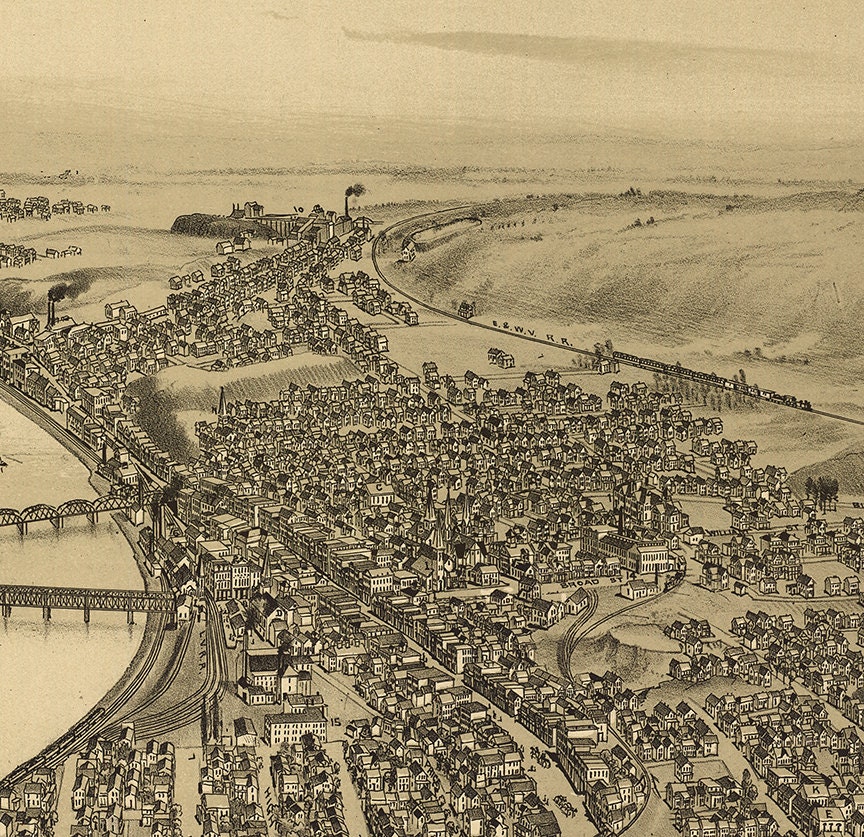 Map of Pittston and West Pittston Luzerne Co. Pennsylvania | Etsy