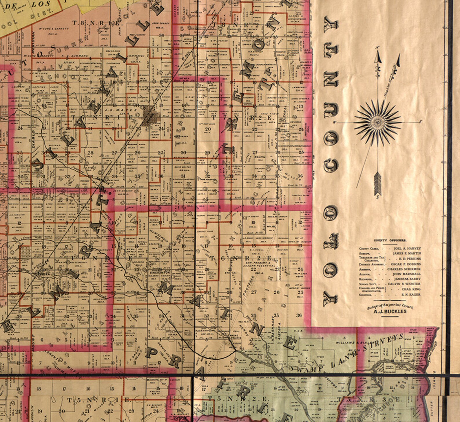 Map of Solano County, California (CA), 1890. Vintage Restoration ...