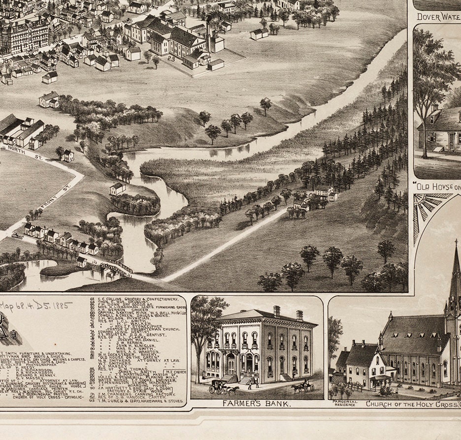 Map of Dover Kent County Delaware. 1885. Restoration | Etsy