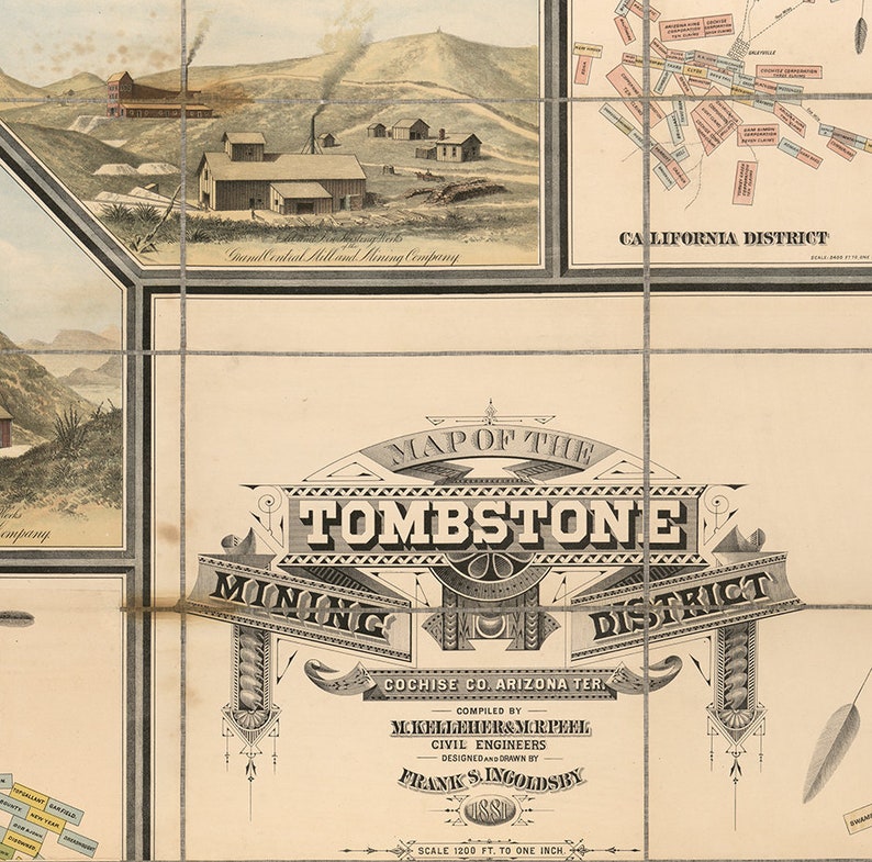Map of the Tombstone Mining District : Cochise Co. Arizona. | Etsy