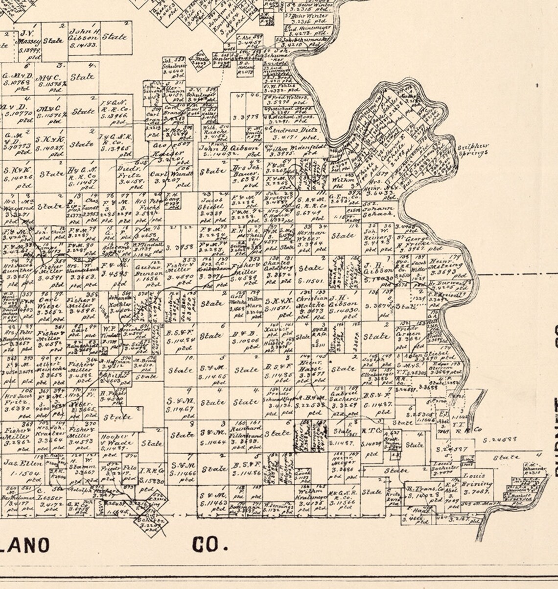 Map of San Saba County Texas TX ... 1879. Shows Ownership. - Etsy