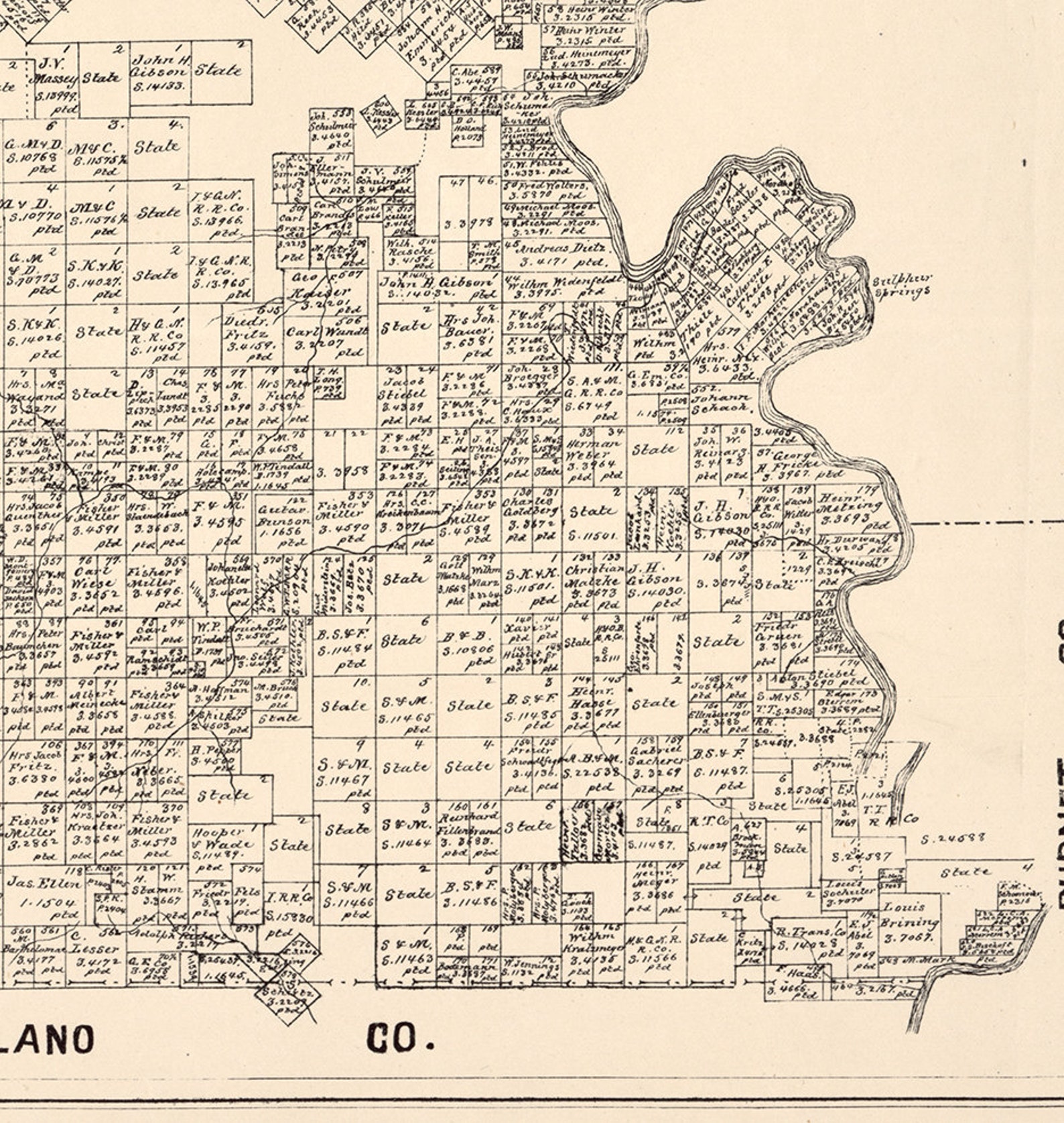 Map of San Saba County Texas TX ... 1879. Shows Ownership. - Etsy