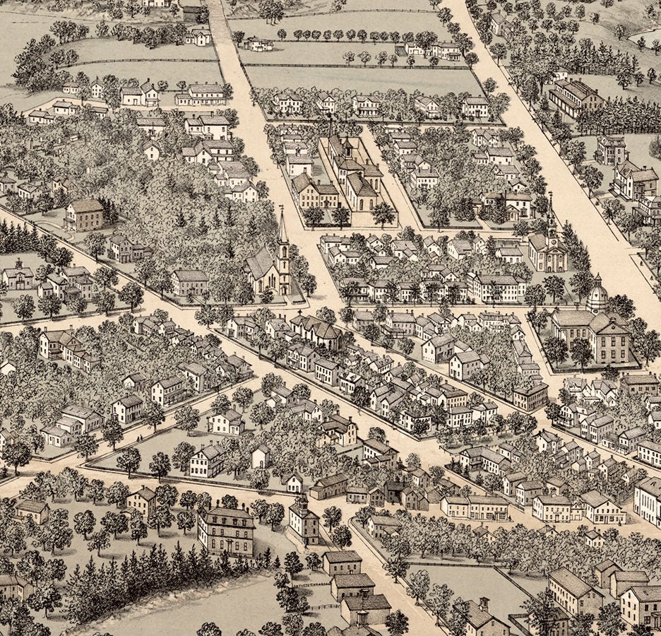 Map of Dedham Norfolk County. Massachusetts MA 1876. | Etsy