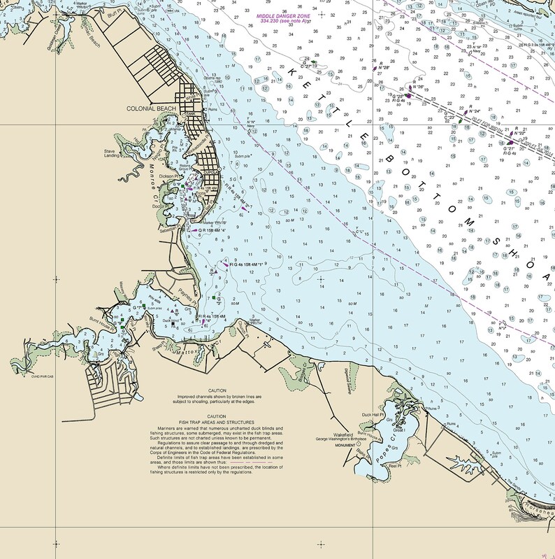 NOAA Nautical Charts of Potomac River Piney Point to Lower Cedar Point ...