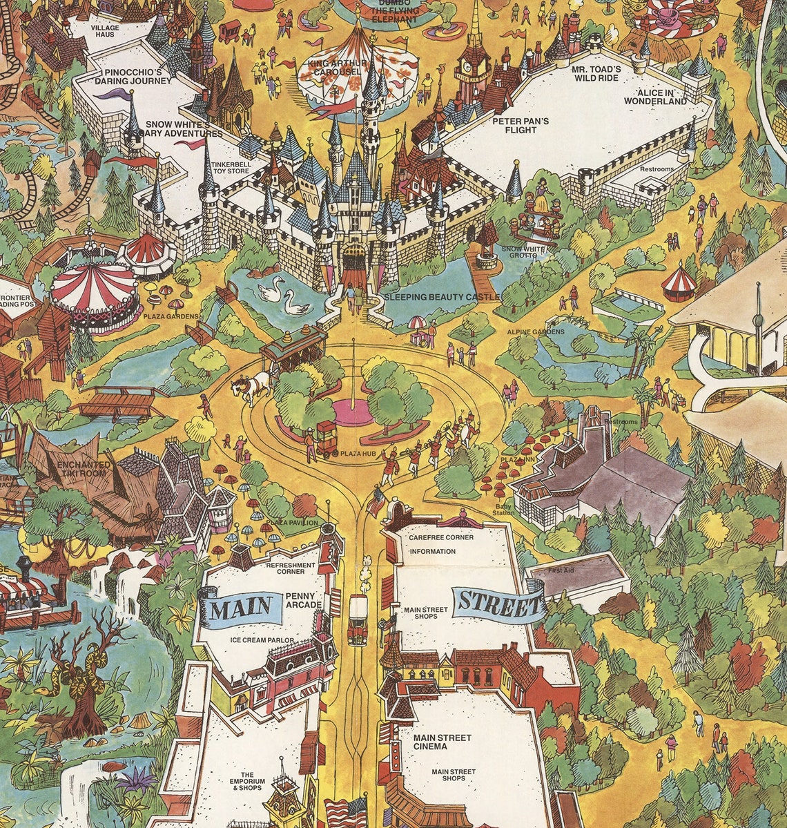 Disneyland Map Panoramic Birds Eye View Map of Disney Land. - Etsy