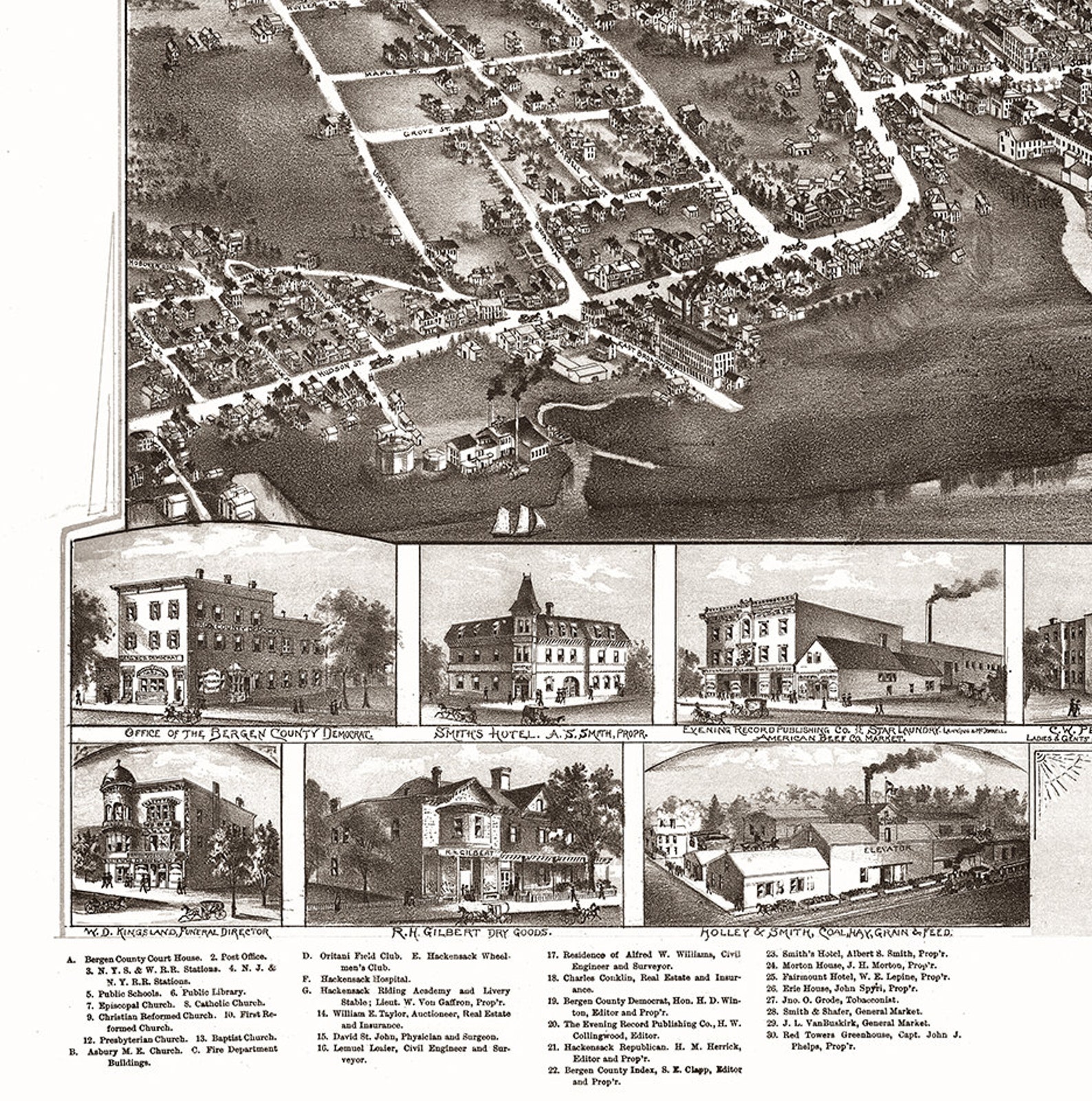 Hackensack Bergen County New Jersey NJ 1896. Vintage - Etsy