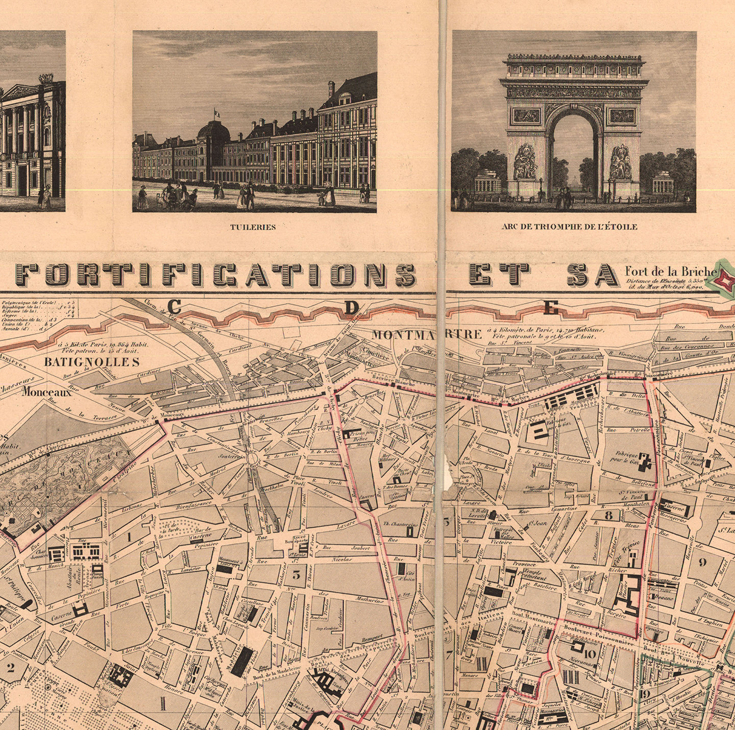 Mapa de París Francia 1850. Mapa muy detallado. Home Deco - Etsy España