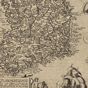 Map of England and Ireland, 1605. Vintage Home Deco Style Old Wall ...