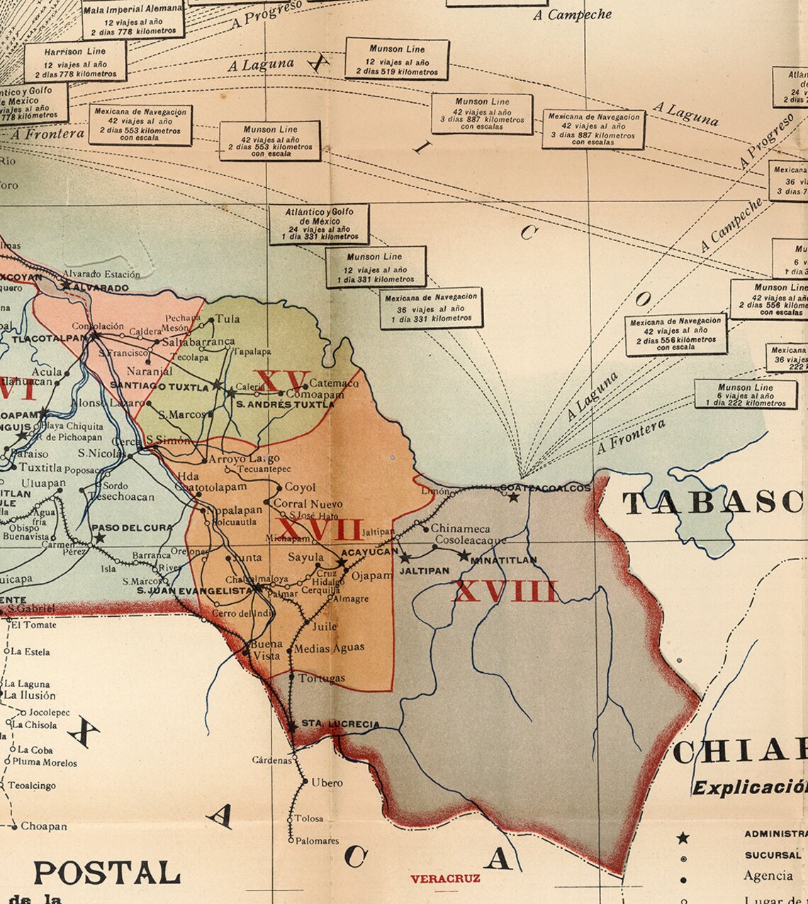 Map of Veracruz Mexico 1904. Vintage Restoration Hardware - Etsy