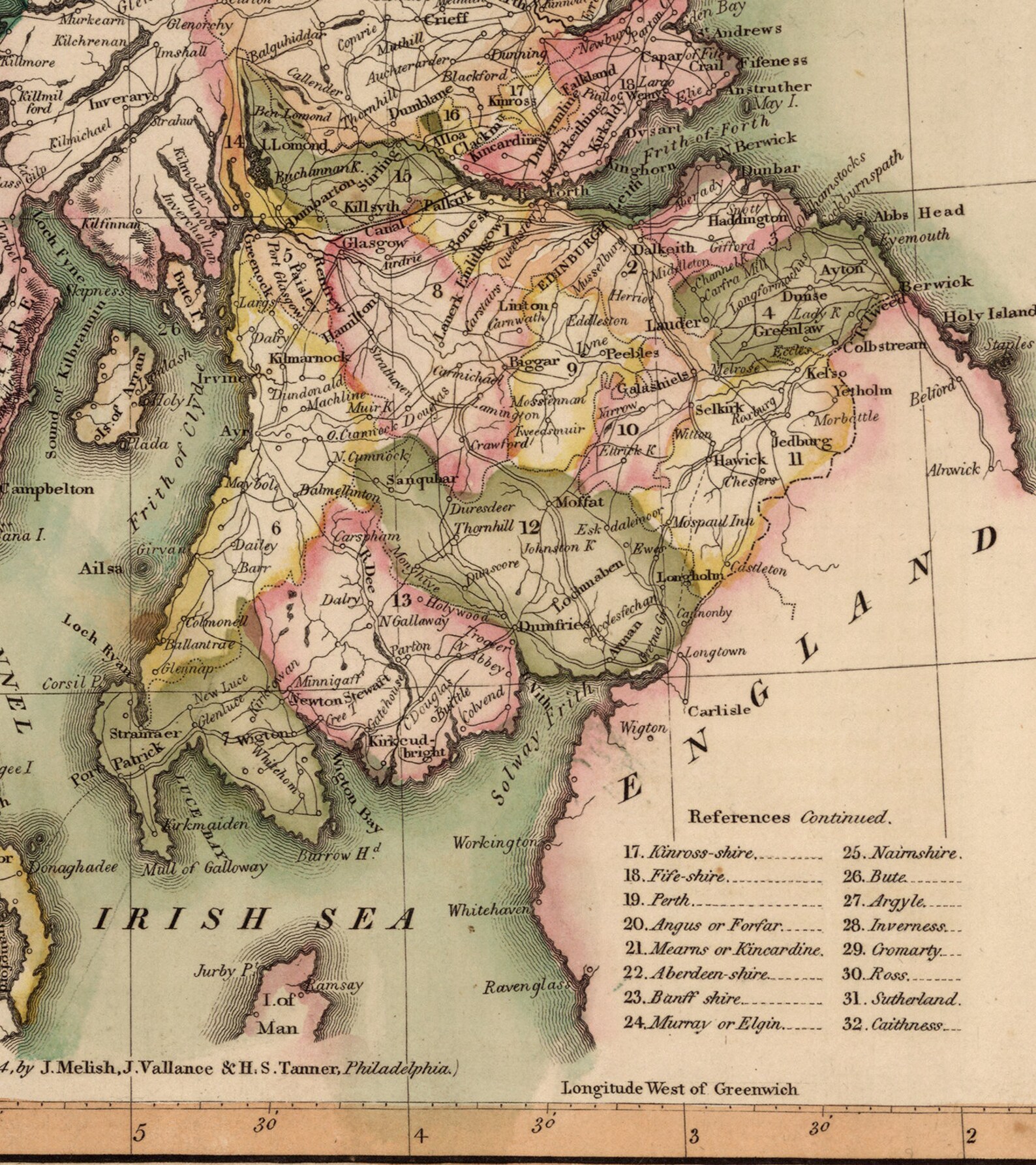 Map of Scotland 1814. Vintage Restoration Hardware Home Deco Style Old ...