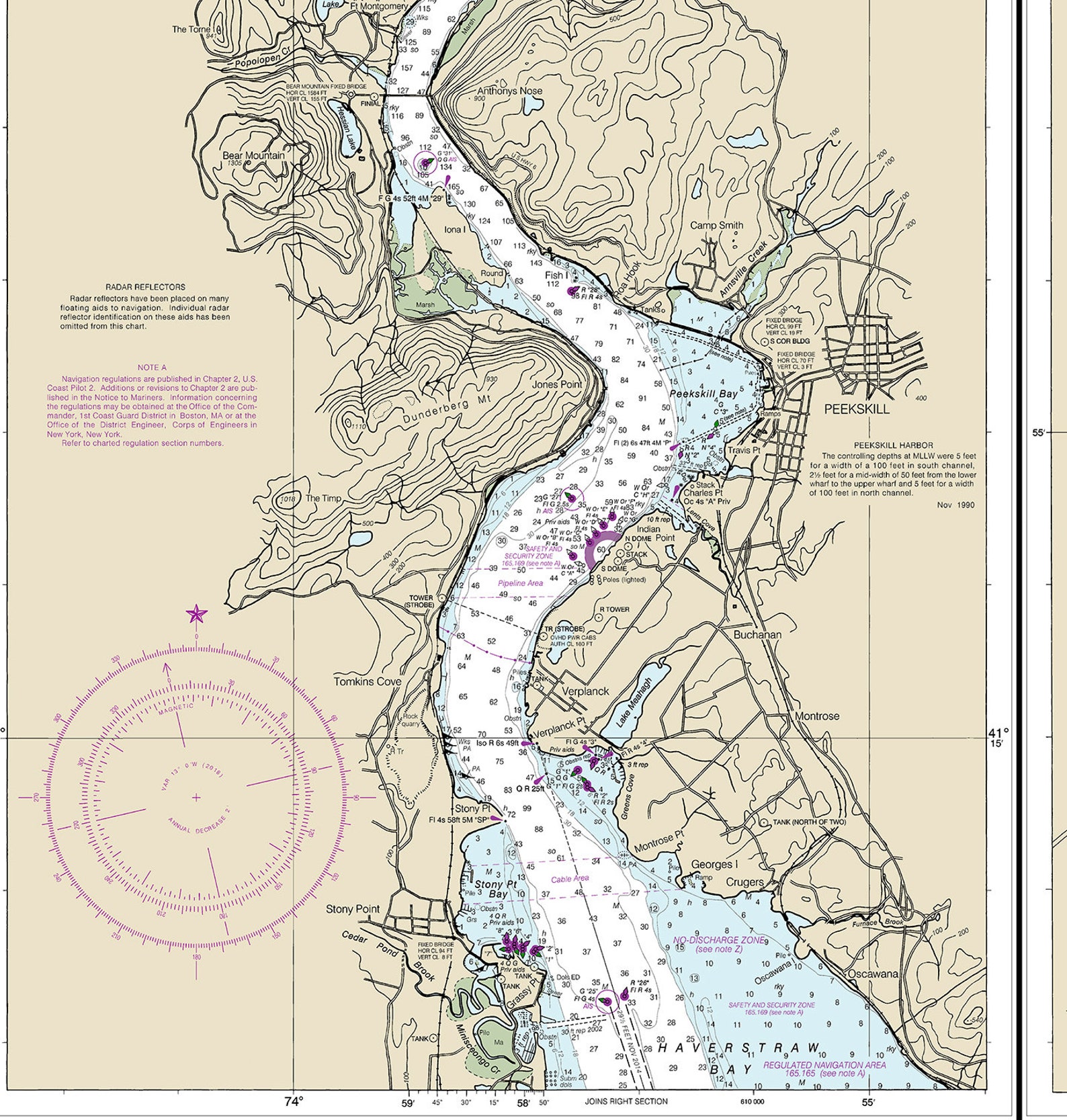 Nautical Charts of Hudson River. New York to Wappinger Greek. - Etsy
