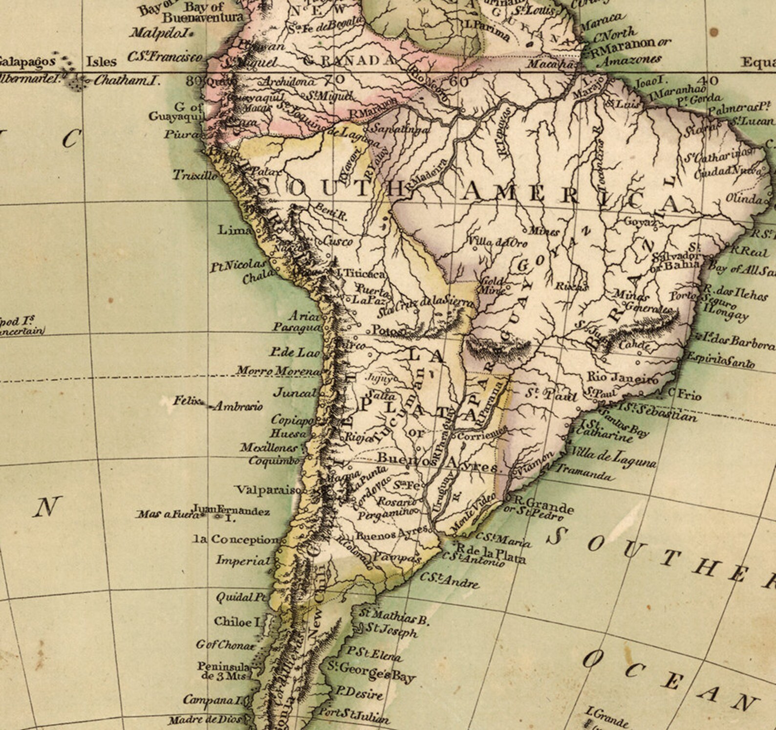 Map of America 1814. Vintage Restoration Hardware Home Deco - Etsy