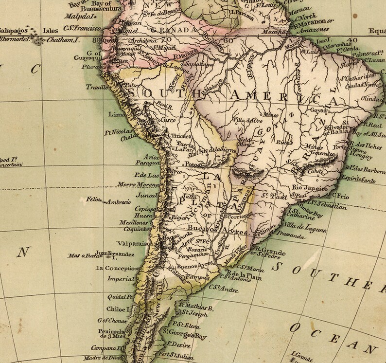 Map of America 1814. Vintage Restoration Hardware Home Deco - Etsy