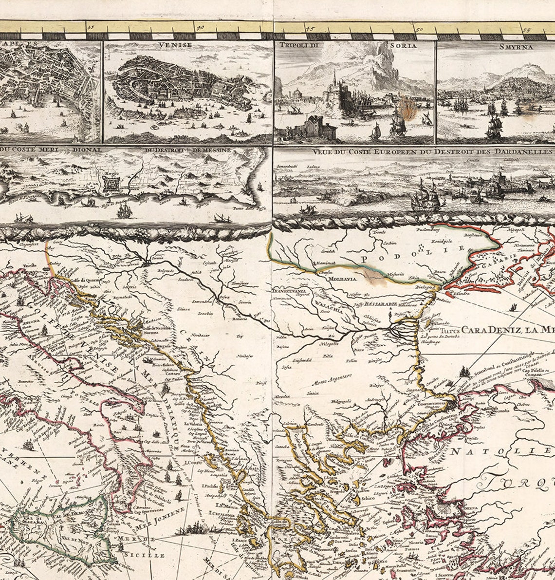 Map of Mediterranean Sea, 1694. Carte Nouvelle De La Mer Mediterranee ...
