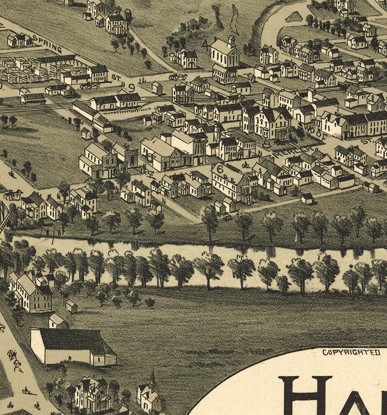 Map of Harmony Butler County Pennsylvania PA 1901. Panoramic - Etsy