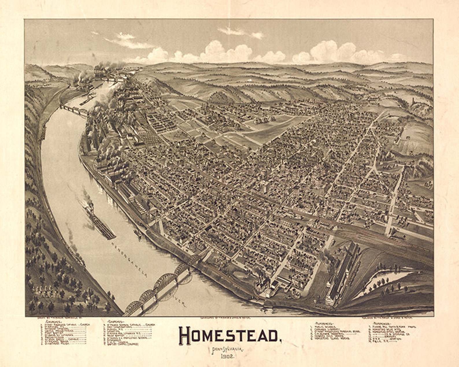 Map of Homestead, Allegheny Co., Pennsylvania, PA 1902. Restoration ...