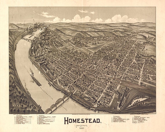 Map of Homestead Allegheny Co. Pennsylvania PA 1902. | Etsy