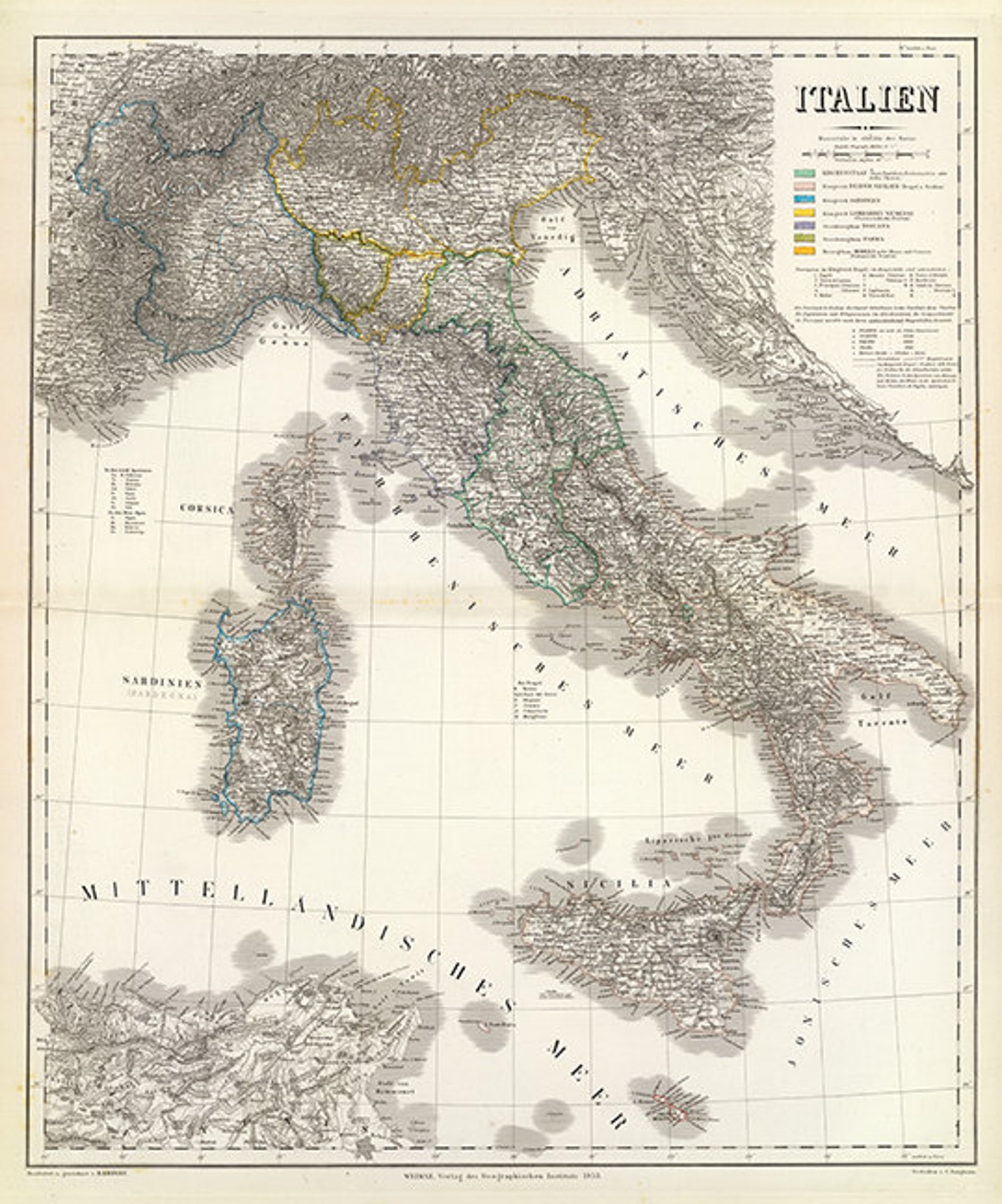 Map of Italien Italy 1853. Vintage Restoration Hardware Home - Etsy