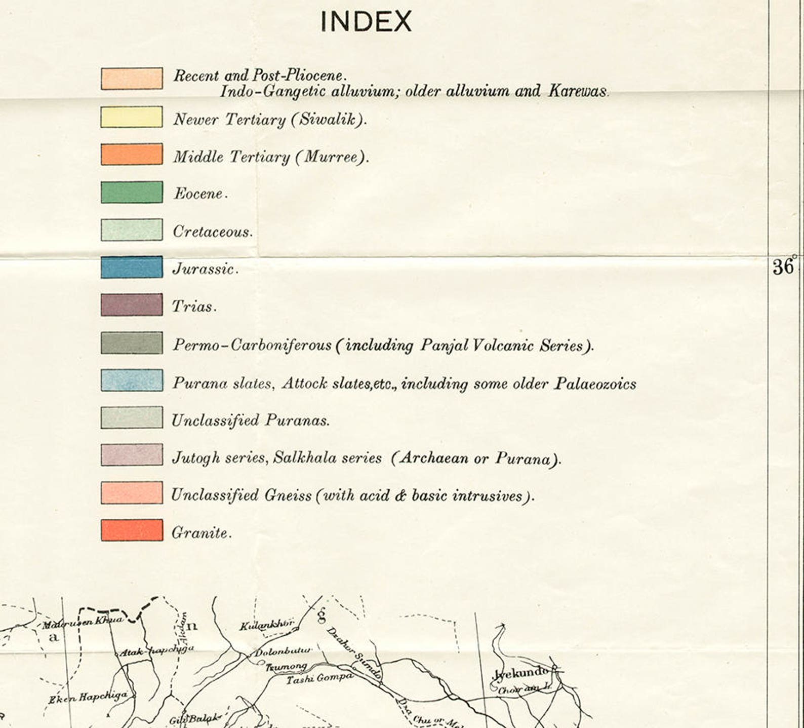Geological Map of Himalaya and Tibet, 1933 . Restoration Hardware Home ...