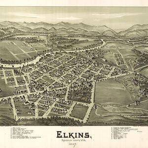 Map of Elkins, Randolph Co., West Virginia WV. 1897. Vintage ...