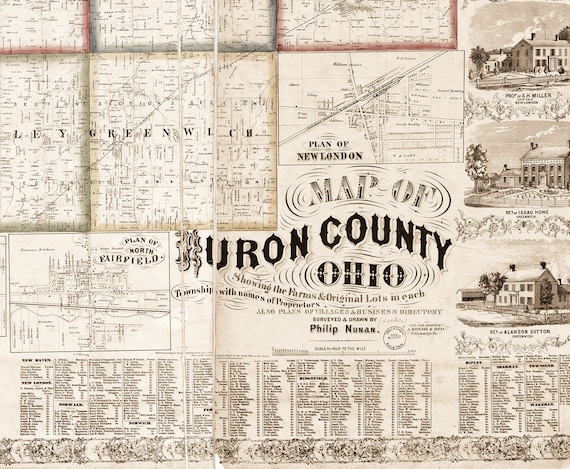 Old Map Of Huron County Ohio Huron County, Ohio Genealogy