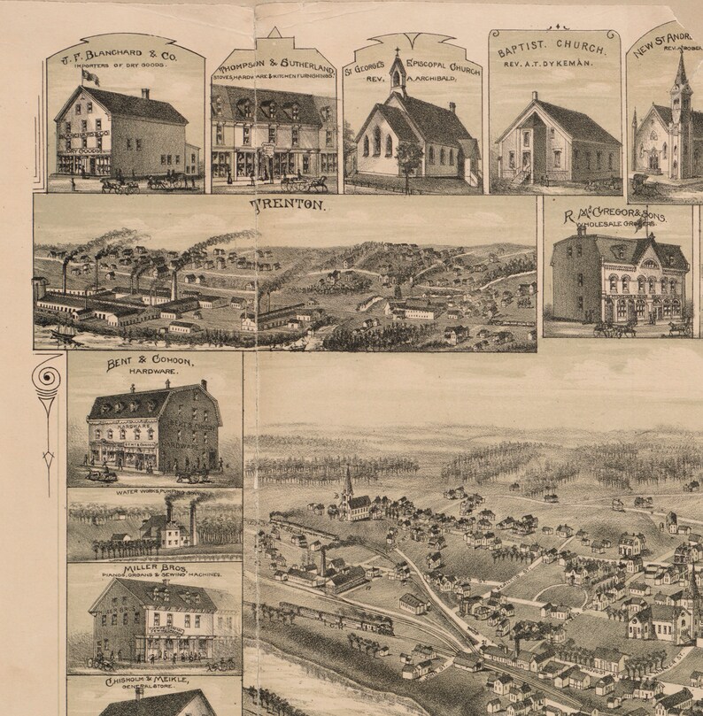 Map of New Glasgow Nova Scotia Canada. 1889. Vintage Home - Etsy