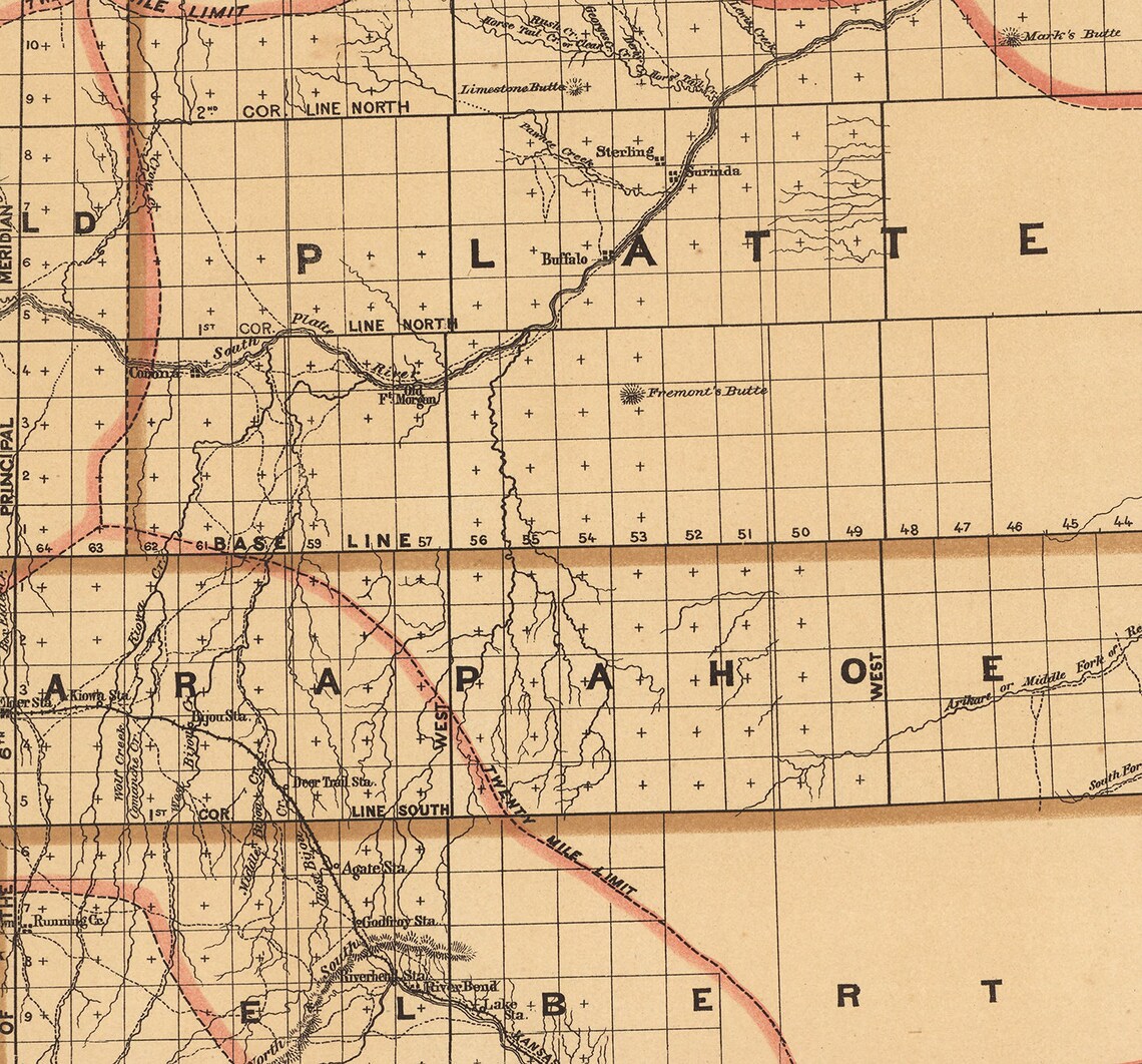 Map of Colorado 1876. Vintage restoration hardware home Deco | Etsy