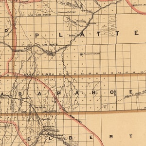 Map of Colorado 1876. Vintage Restoration Hardware Home Deco Style Old ...