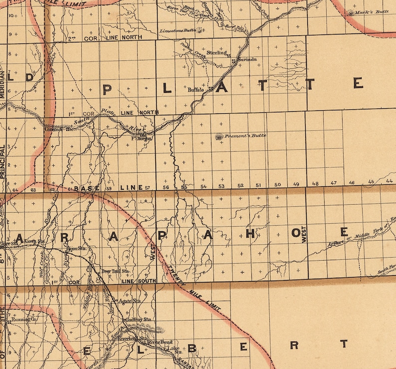 Map of Colorado 1876. Vintage Restoration Hardware Home Deco | Etsy