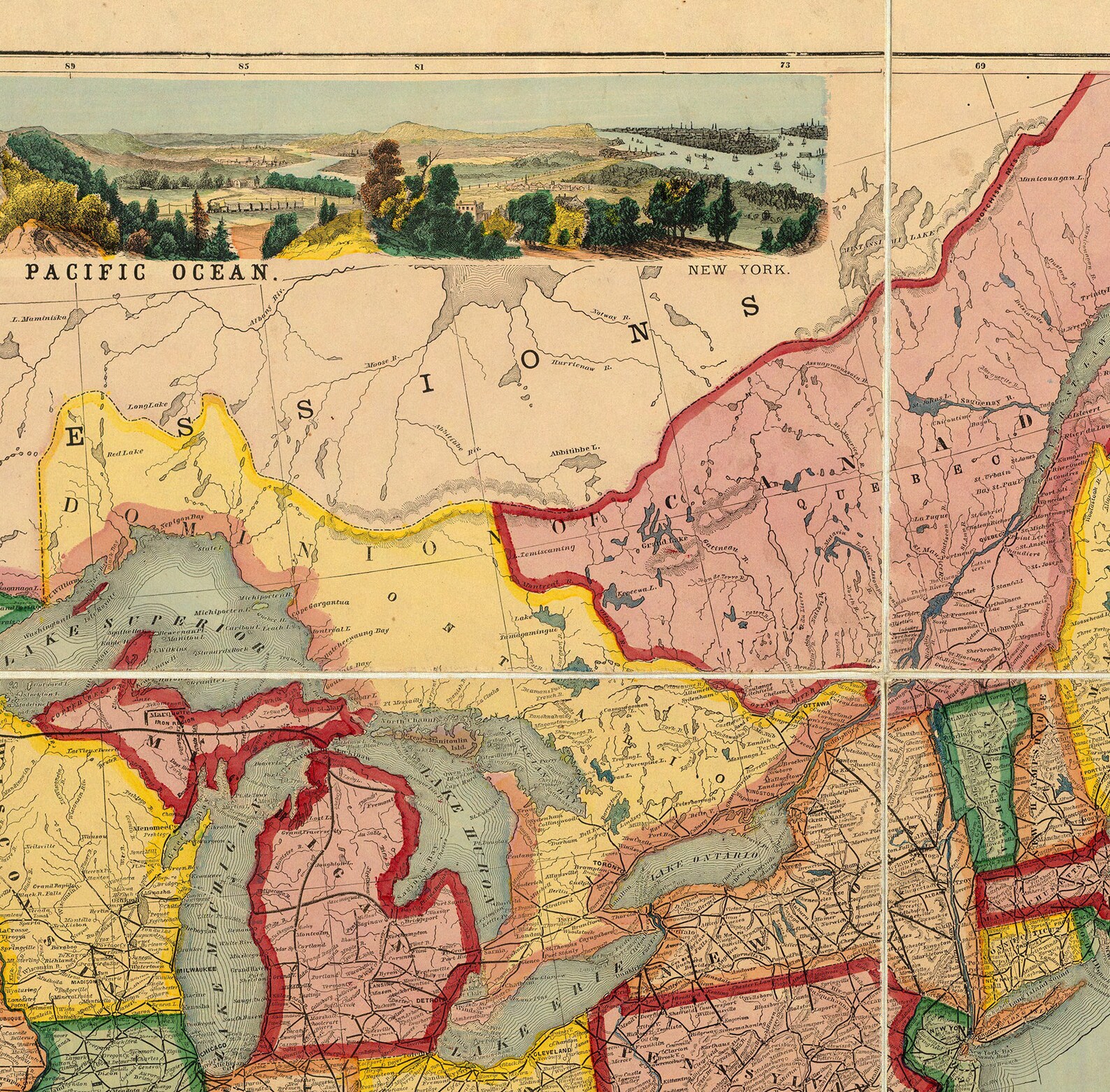 Map of the American Union Railroad Map of the United States. | Etsy