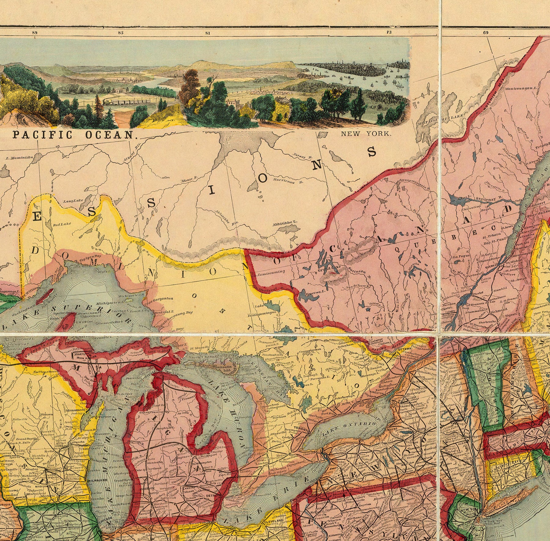 Map of the American Union Railroad Map of the United States. - Etsy