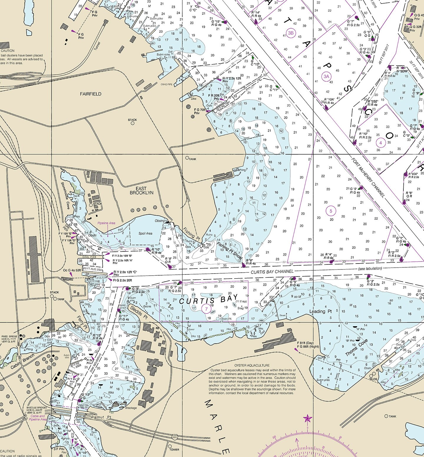 Baltimore Harbor Map – NOAA Nautical Chart 12281 Reproduction ...