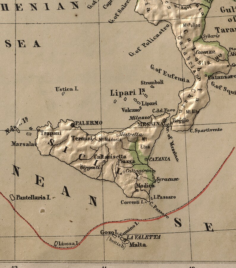 Map of Italy 1880. Vintage Home Deco Style Old Wall - Etsy