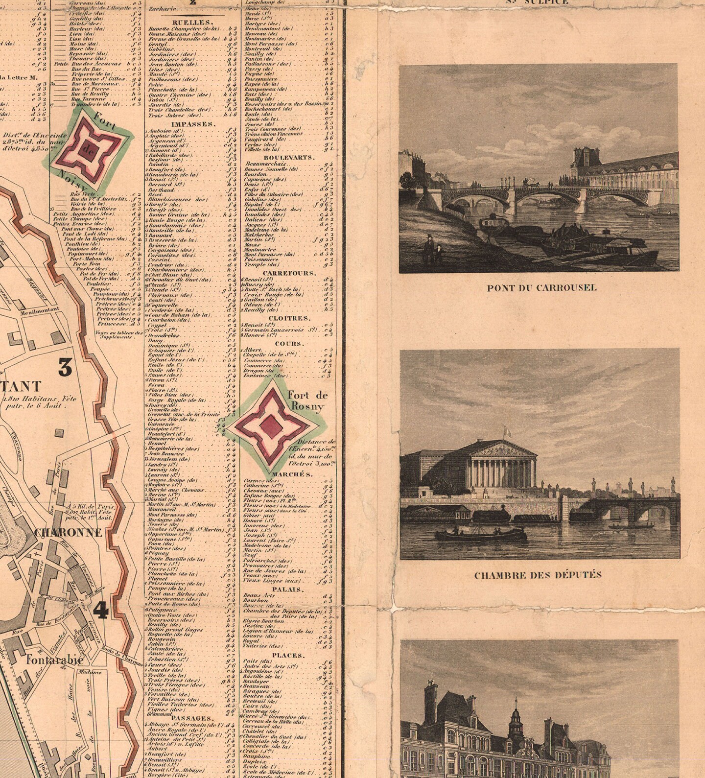 Mapa de París Francia 1850. Mapa muy detallado. Home Deco - Etsy España