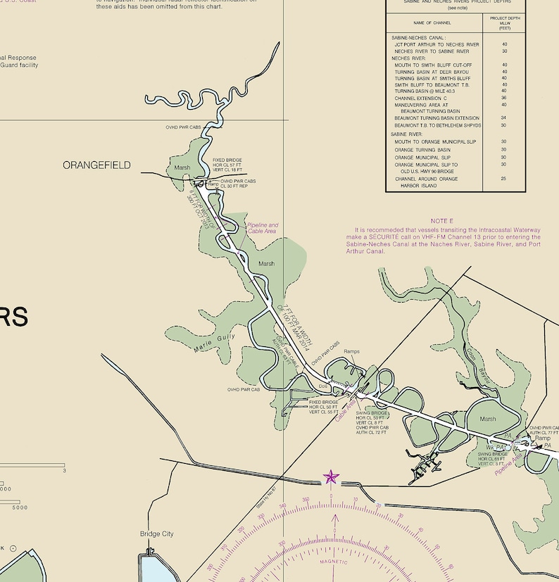 Nautical Charts of Sabine and Neches Rivers, Louisiana - Texas. 11343 ...