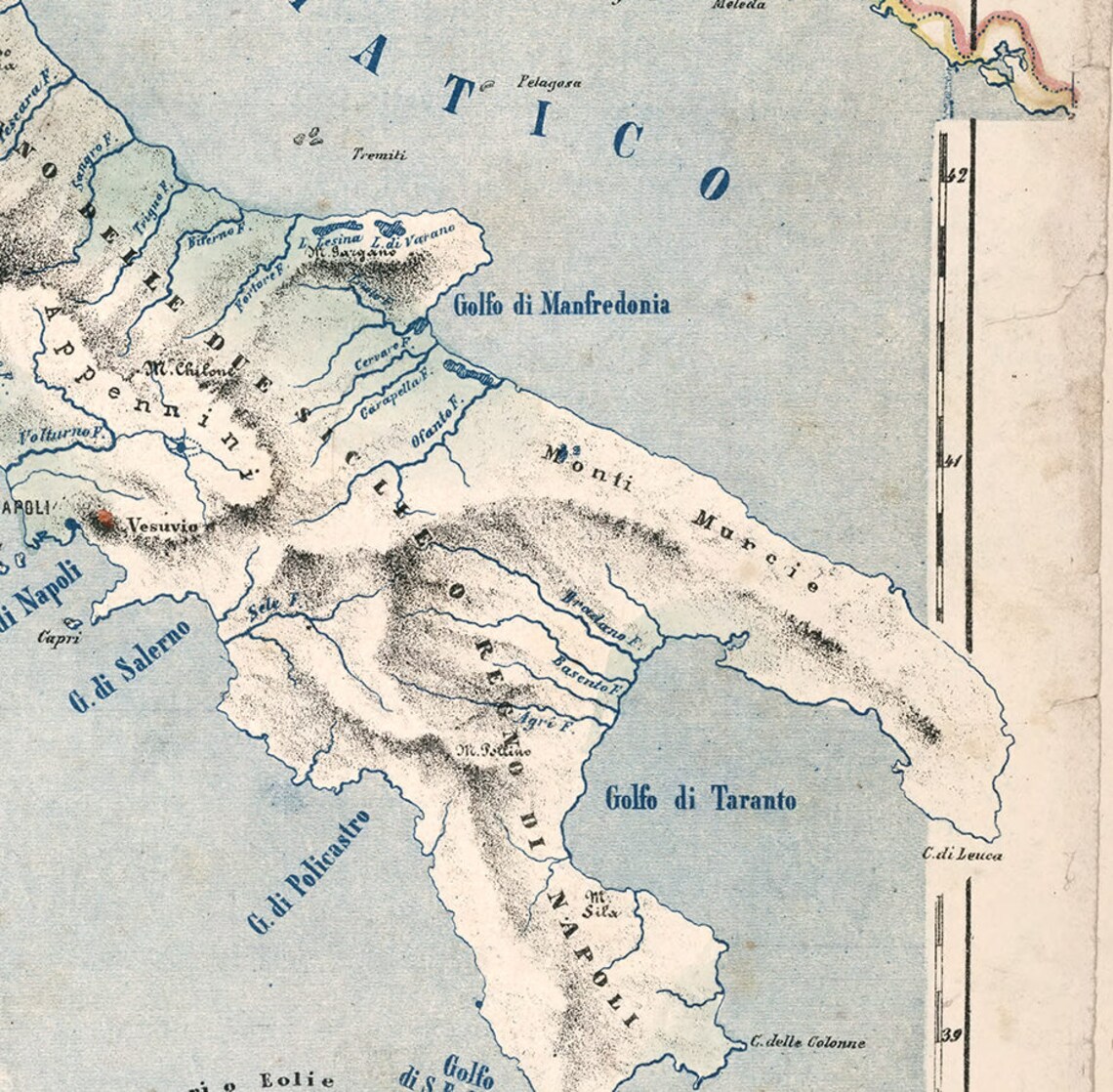 Hydrographic and Orographic Map of Italy 1853. Vintage - Etsy