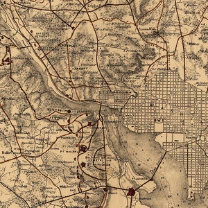 Map of American Civil War Defenses of Washington, D.C. 1865. Vintage ...